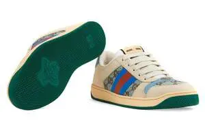 Gucci Screener Gg Logo Sneakers - Brown/blue/red
