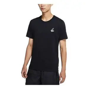 JORDAN Printing Short Sleeve Casual Embroidered Short Sleeve T-shirt - Black