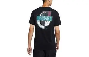 JORDAN Printing Short Sleeve Casual Embroidered Short Sleeve T-shirt - Black