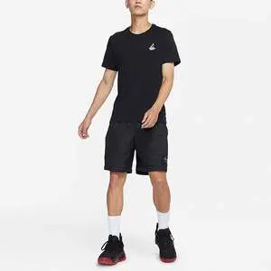 JORDAN Printing Short Sleeve Casual Embroidered Short Sleeve T-shirt - Black
