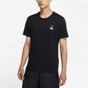 JORDAN Printing Short Sleeve Casual Embroidered Short Sleeve T-shirt - Black