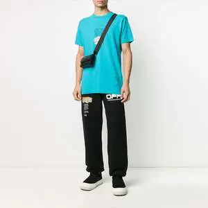 Off-White Alphabet Printing Short Sleeve Blue - Multi-color