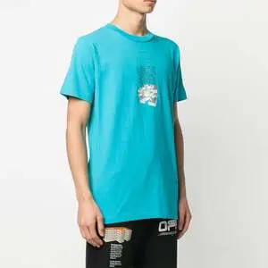 Off-White Alphabet Printing Short Sleeve Blue - Multi-color
