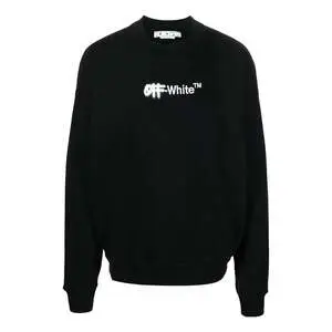 Off-White Fw22 Logo Embroidered Round Neck Long Sleeves Black