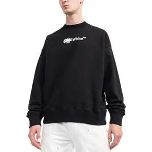 Off-White Fw22 Logo Embroidered Round Neck Long Sleeves Black