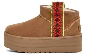 UGG Classic Ultra Mini Braid Platform Boots - Chestnut