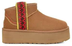UGG Classic Ultra Mini Braid Platform Boots - Chestnut
