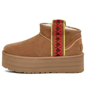 UGG Classic Ultra Mini Braid Platform Boots - Chestnut