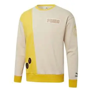 PUMA Mix Badge Long Crew Sweater - Beige