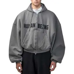 Balenciaga Human Being Round Zip-up Hoodie