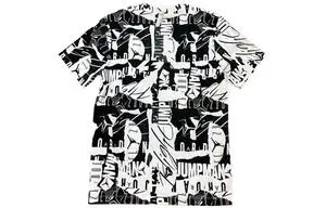 JORDAN Graffiti Full Print Pullover Round Neck Short Sleeve Black White T-shirt