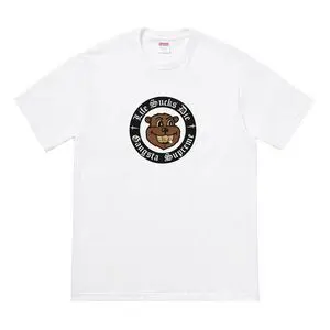 Supreme Fw18 Life Sucks Die Tee Bear Round Neck Short Sleeve - White