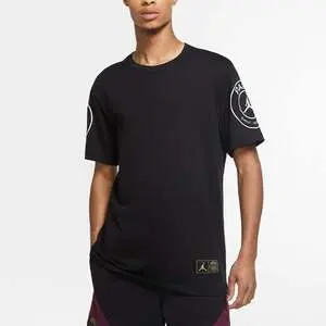 JORDAN Paris Saint-germain Printing Logo Short Sleeve - Black