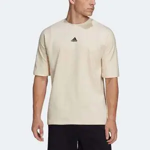 Adidas Solid Color Logo Sports Short Sleeve Yellow White - Multi-color