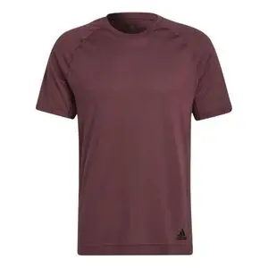 Adidas Solid Color Small Alphabet Logo Printing Round Neck Short Sleeve Wine Red T-shirt - Default Color