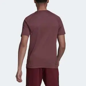 Adidas Solid Color Small Alphabet Logo Printing Round Neck Short Sleeve Wine Red T-shirt - Default Color