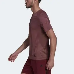 Adidas Solid Color Small Alphabet Logo Printing Round Neck Short Sleeve Wine Red T-shirt - Default Color
