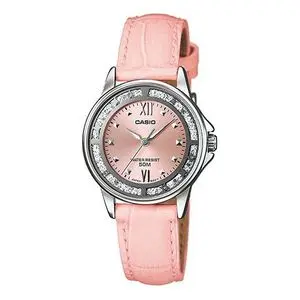 Casio Analog Watch With Leather Strap - Pink