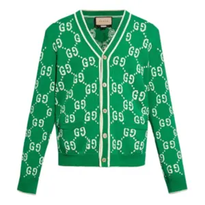 Gucci Jumbo Gg Jacquard Cardigan - Green