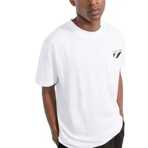 Off-White Chest Stripe Pocket Round Neck Short Sleeve White T-shirt