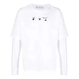 Off-White Ss21 Logo Rear Pattern Printing Round Neck Long Sleeves Ordinary Version - White