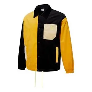 PUMA Corduroy Logo Coach Jacket - Black/yellow