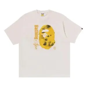 A BATHING APE Floral Solid Camo Ape Head Relaxed Fit Tee - Ivory