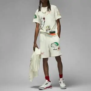 JORDAN Pattern Printing Round Neck Pullover Short Sleeve White T-shirt