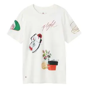 JORDAN Pattern Printing Round Neck Pullover Short Sleeve White T-shirt - Default Colorway