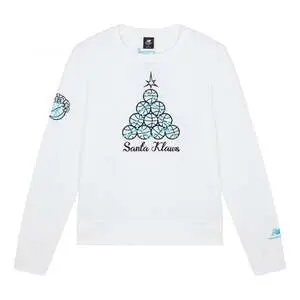 NEW BALANCE Round Neck Solid Color Funny Pattern Long Sleeves T-shirt - White