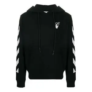 Off-White Diagonal Stripes Logo Hoodie - Black