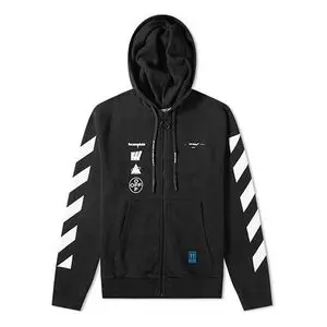 Off-White Printed Zip-up Hooded Jacket - Black