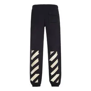Off-White Cotton Logo Loose Stripe Sweatpants Tape - Black