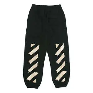 Off-White Gold Rubber Strap Stripe Sports Pants - Black