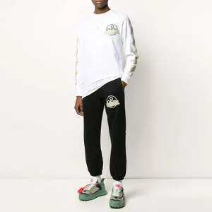 Off-White Gold Rubber Strap Stripe Sports Pants - Black