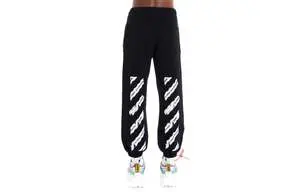 Off-White Logo Pattern Printing Bundle Feet Sports Pants/trousers/joggers - Black