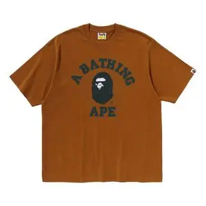 A BATHING APE Sta Houndstooth College Relaxed Fit Tee - Brown