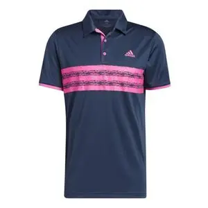 Adidas Stripe Printing Golf Sports Short Sleeve Navy Blue Polo Shirt - Default Colorway