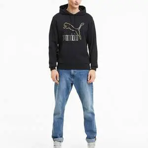 PUMA Loose Printed Hooded Fleece - Black