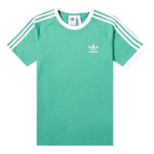 Adidas Originals 3-stripes Tee Casual Round Neck Loose Logo Stripe Short Sleeve - Green