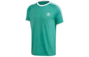Adidas Originals 3-stripes Tee Casual Round Neck Loose Logo Stripe Short Sleeve - Green