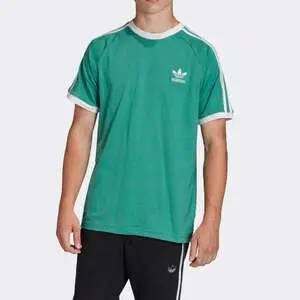 Adidas Originals 3-stripes Tee Casual Round Neck Loose Logo Stripe Short Sleeve - Green