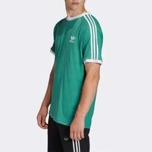 Adidas Originals 3-stripes Tee Casual Round Neck Loose Logo Stripe Short Sleeve - Green