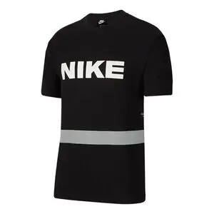 Nike Logo Alphabet Printing Round Neck Casual Short Sleeve T-shirt - Black