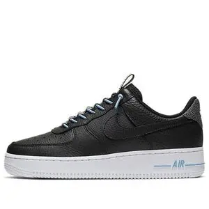 Nike Force 1 '07 Lux Black Reflective Sneakers - Black/light Blue