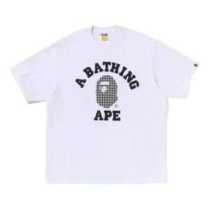 A BATHING APE Sta Houndstooth College Relaxed Fit Tee - White