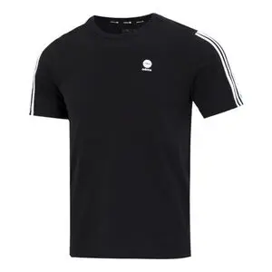 Adidas Neo Solid Color Stripe Logo Athleisure Casual Sports Round Neck Short Sleeve Black T-shirt - Default Color
