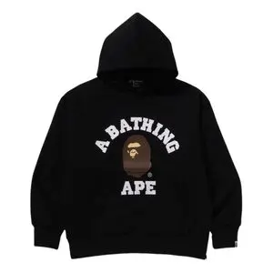 A BATHING APE College Puffy Relaxed Fit Pullover Hoodie - Black
