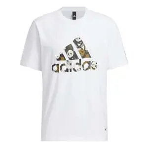 Adidas Solid Color Logo Athleisure Casual Sports Short Sleeve White - Multi-color