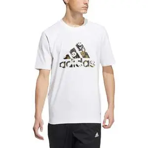 Adidas Solid Color Logo Athleisure Casual Sports Short Sleeve White